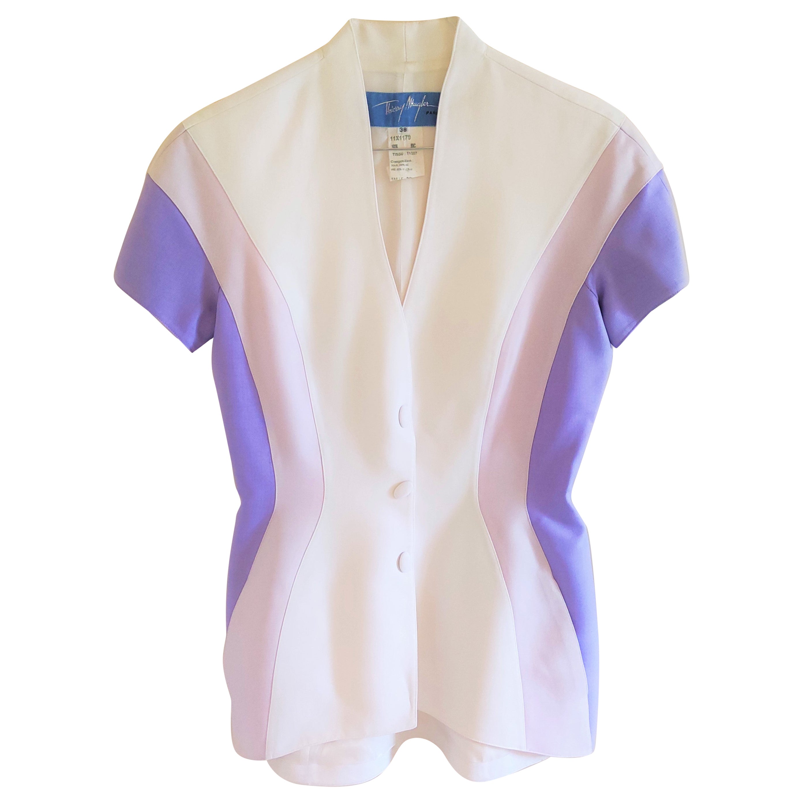 Black leather biker jacket with terry towelling lining Thierry Mugler ...