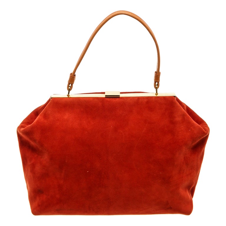 Mansur Gavriel Red Suede Soft Elegant Handbag For Sale at 1stDibs
