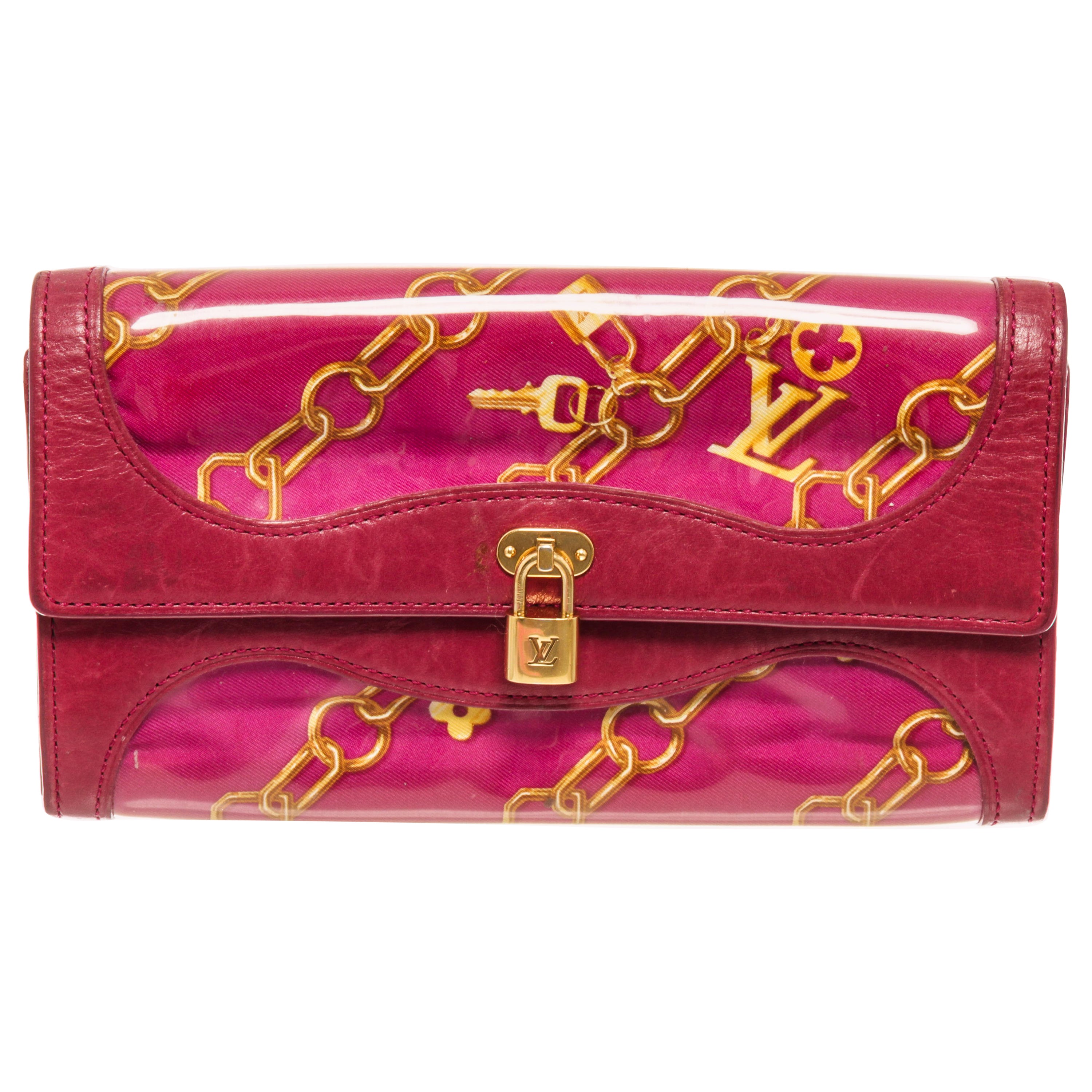Louis Vuitton Limited Edition Fuchsia Key and Lock Pattern Wallet at ...