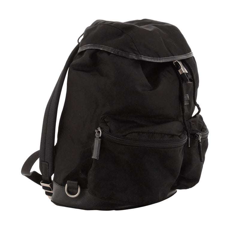 Prada Double Front Pocket Backpack Tessuto Medium For Sale at 1stDibs