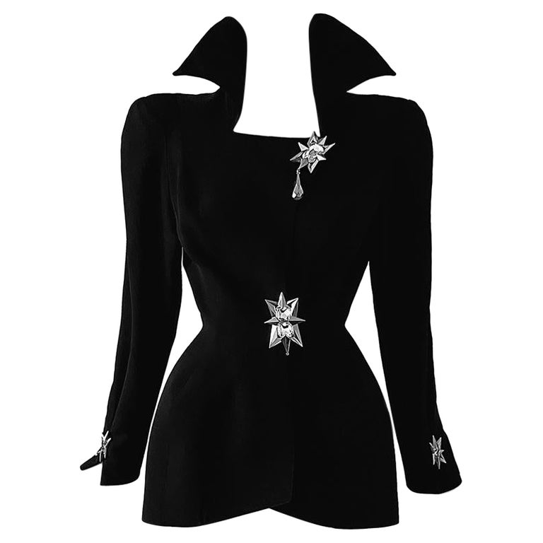 Spectacular Thierry Mugler Jacket Crystal Jewel Black Dramatic ...