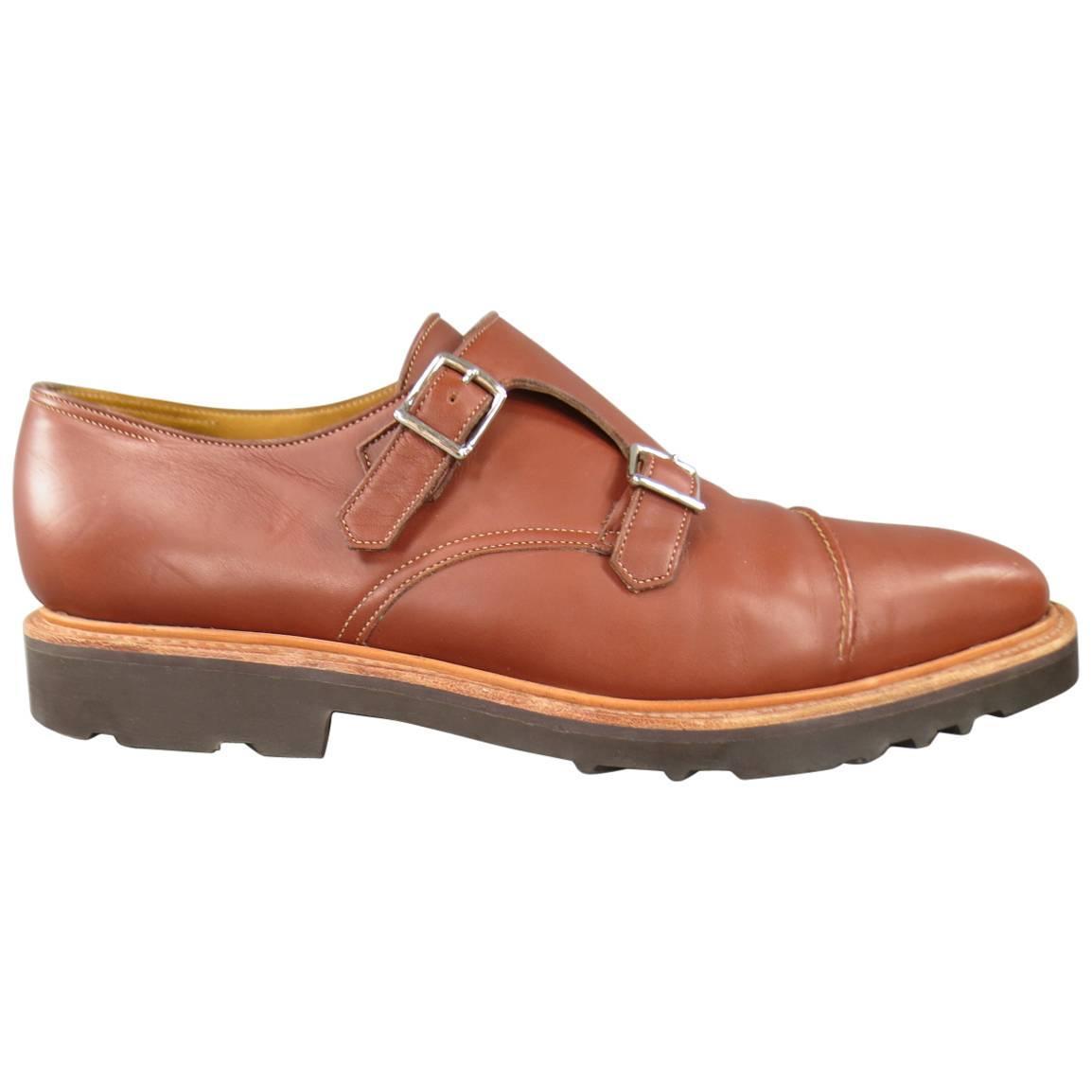 JOHN LOBB -WILLIAM II- size 10 Men's Brick Leather Double Monk Strap ...
