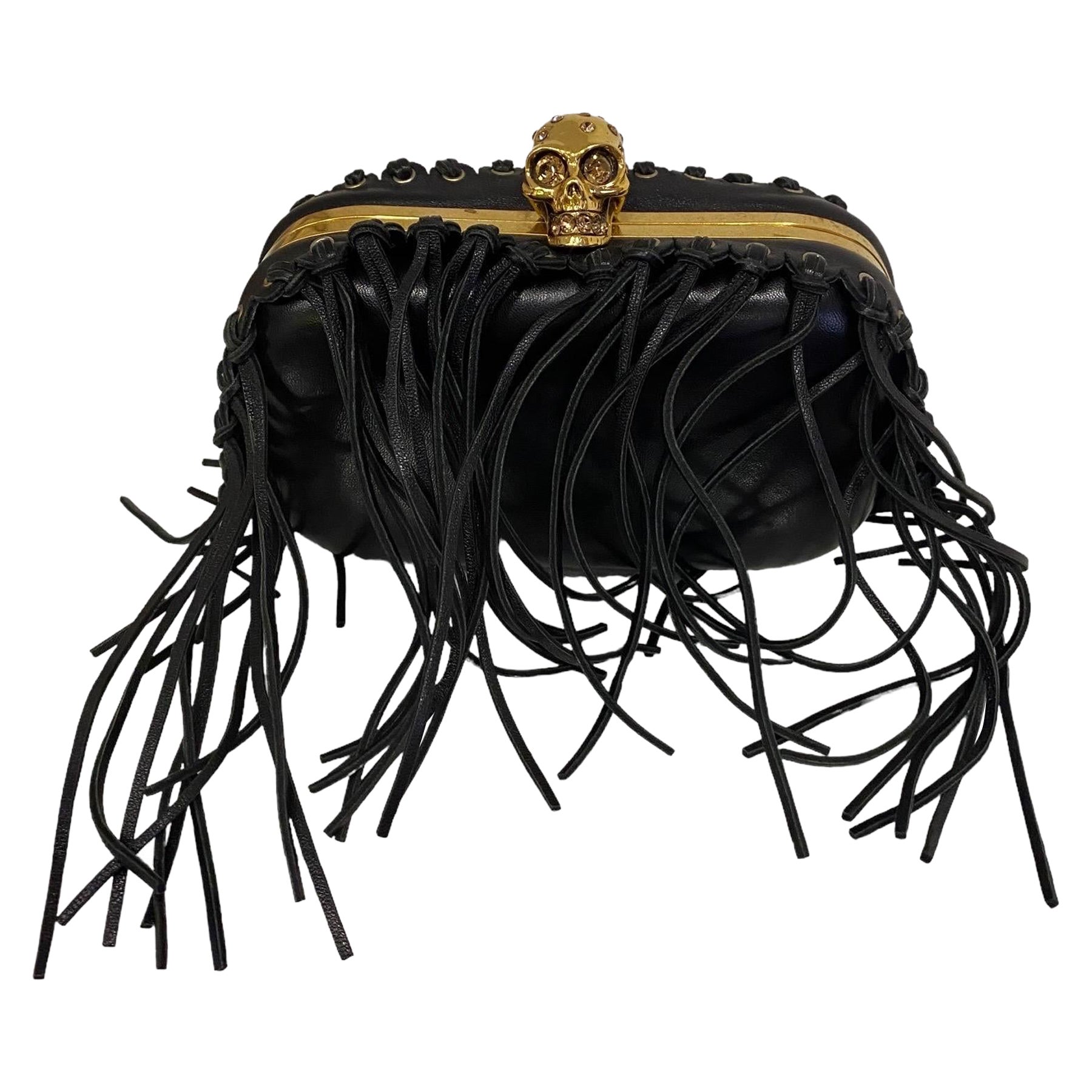 ALEXANDER MCQUEEN Pink Snakeskin Skull Knuckle-Duster Box Clutch at ...