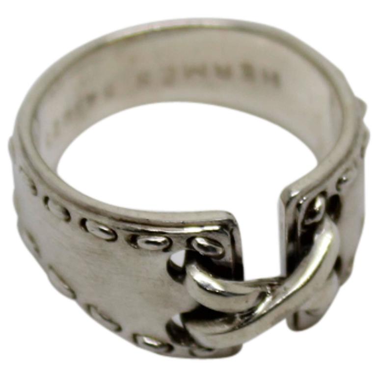 Hermes Vintage Sterling Silver Ring Size 54 at 1stDibs