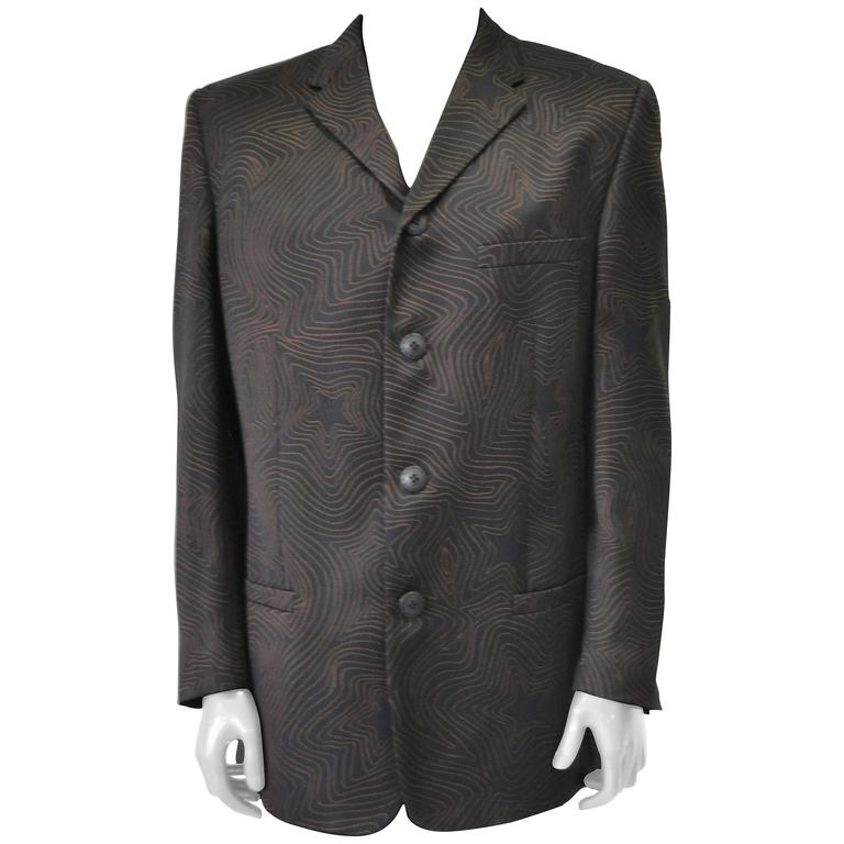 Rare and Exceptional Star Pattern Men's Wool Jacket For Sale at 1stDibs