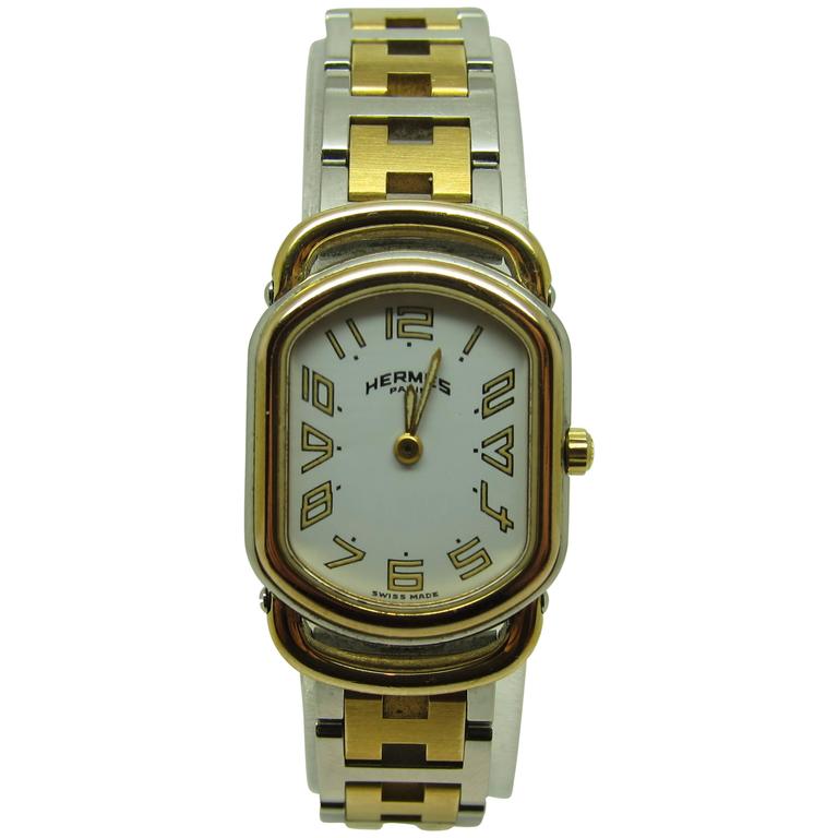 Hermes Gold Plated and Steel Rallye Watch at 1stDibs | hermes rallye watch