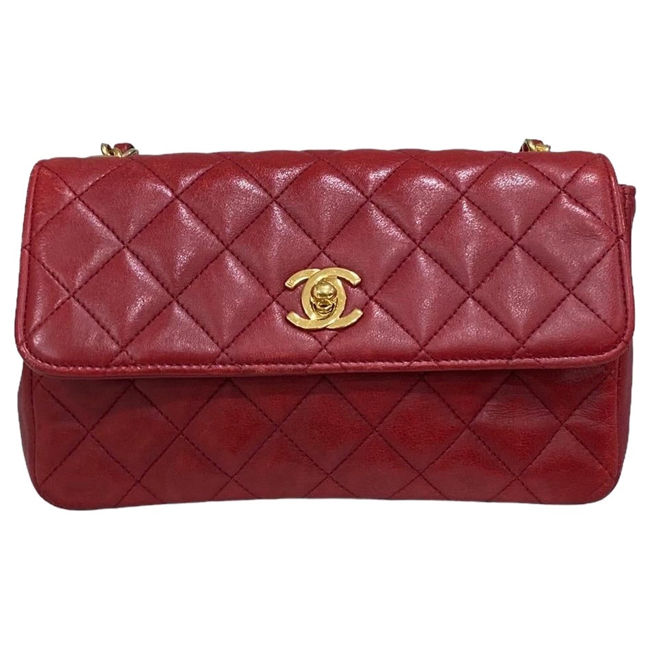 2003 Chanel Mini Timeless Red Leather Shoulder Bag For Sale at 1stDibs