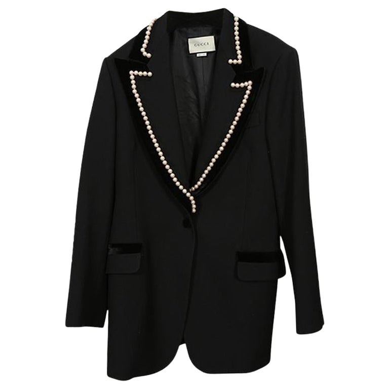 GUCCI PEARL AND VELVET EDGED Jacket For Sale at 1stDibs