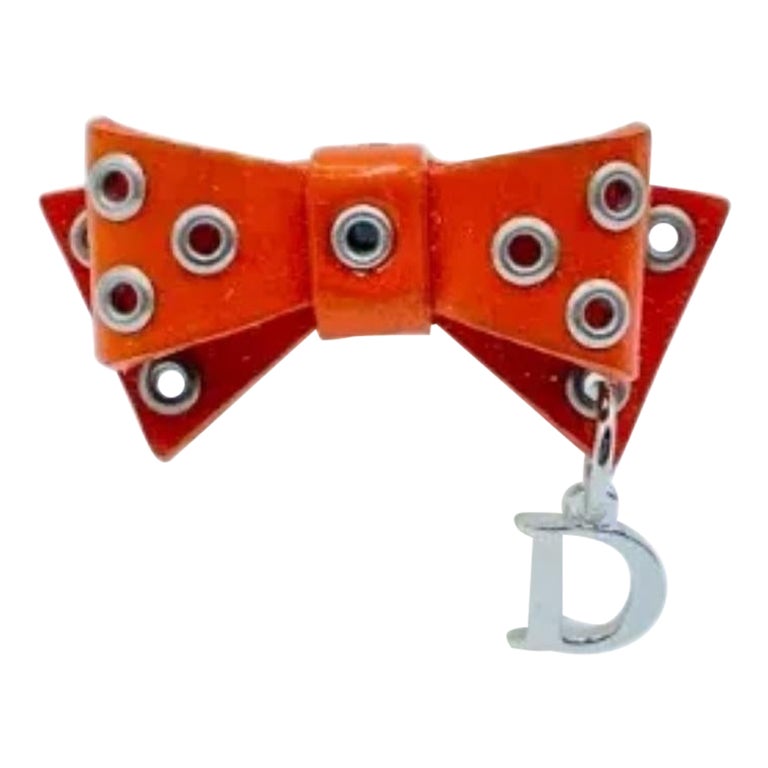 Vintage Christian Dior Orange Dior Bowtie Pin For Sale at 1stDibs