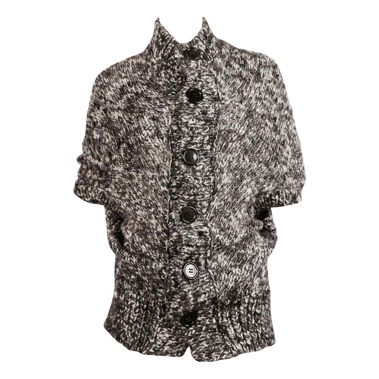 2008 JUNYA WATANABE grey marled knit poncho sweater For Sale at 1stDibs