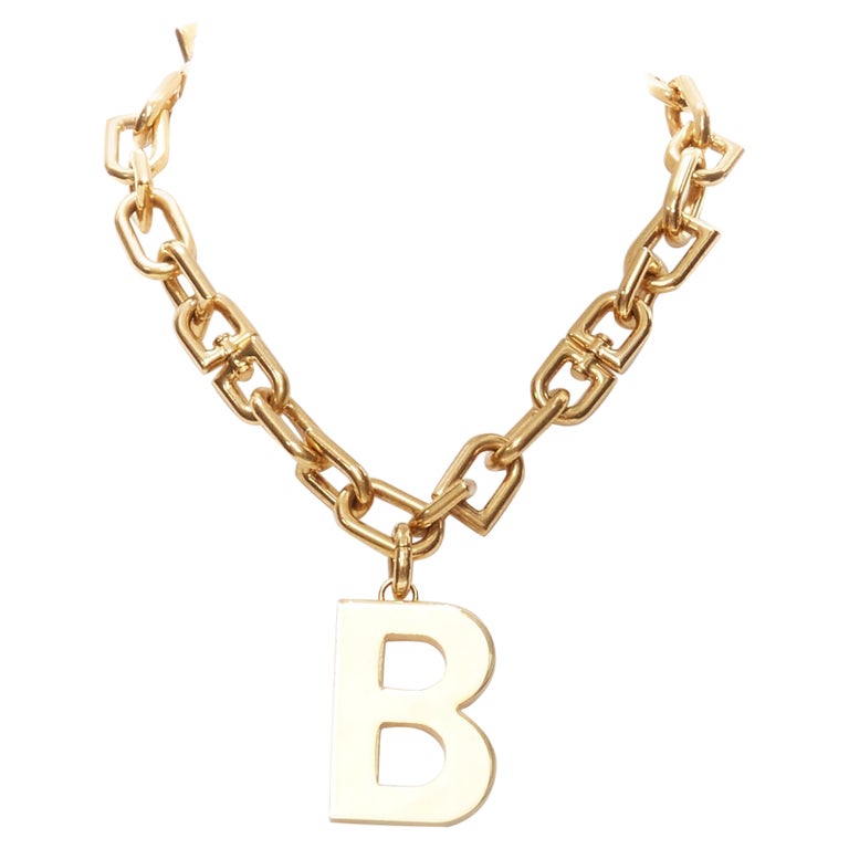new BALENCIAGA Demna Big B Chain pendant gold chunky chain short ...