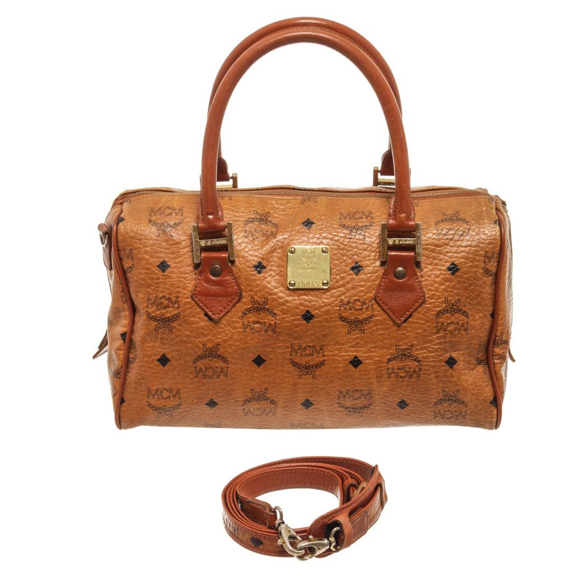 MCM Studded Flap 869172 Black Leather Shoulder Bag For Sale at 1stDibs