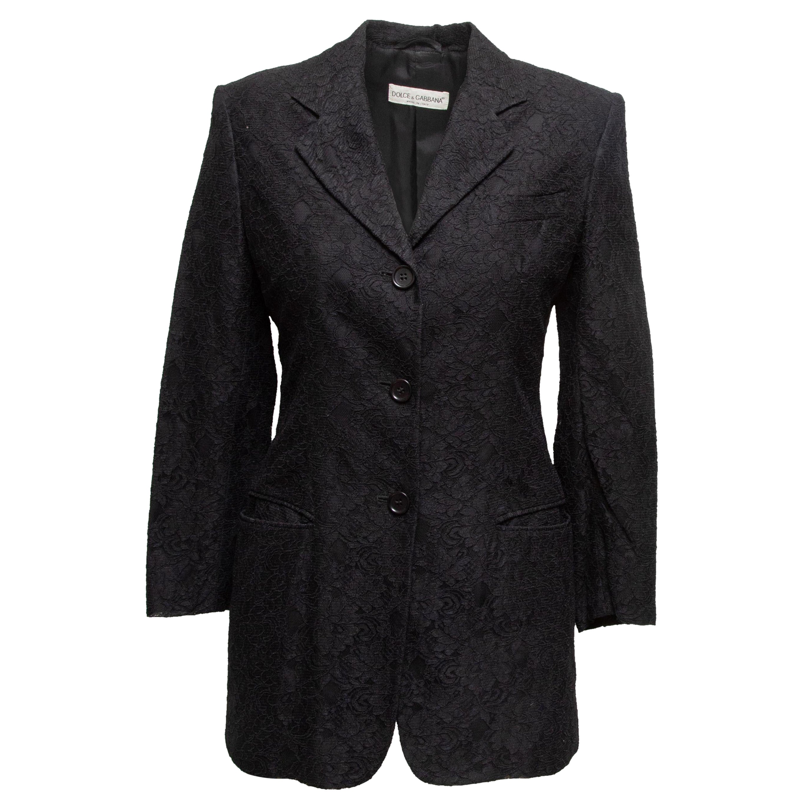 Dolce and Gabbana Black Lace Blazer For Sale at 1stDibs