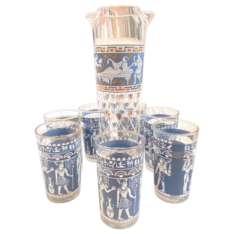 Morphew Abode 1960S Stone Gray Egyptian Revival Glassware Set For Sale ...