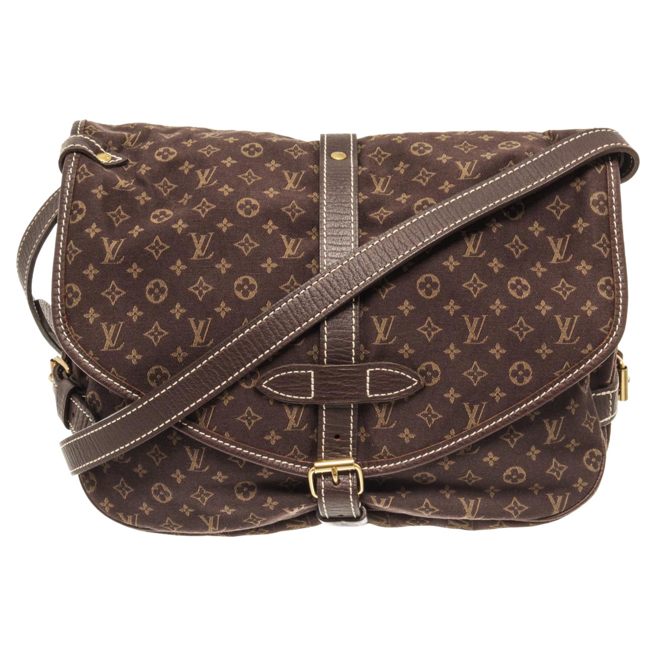 Louis Vuitton Brown Monogram Mini Lin Saumur 30 Bag For Sale at 1stDibs ...
