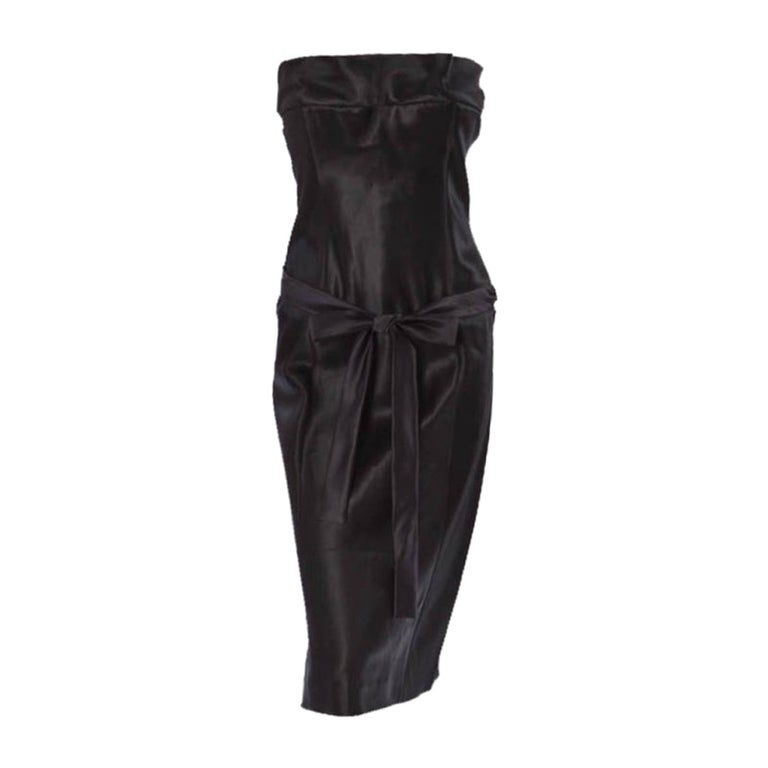 A/W 2001 VINTAGE TOM FORD for GUCCI BLACK STRAPLESS SATIN DRESS at 1stDibs