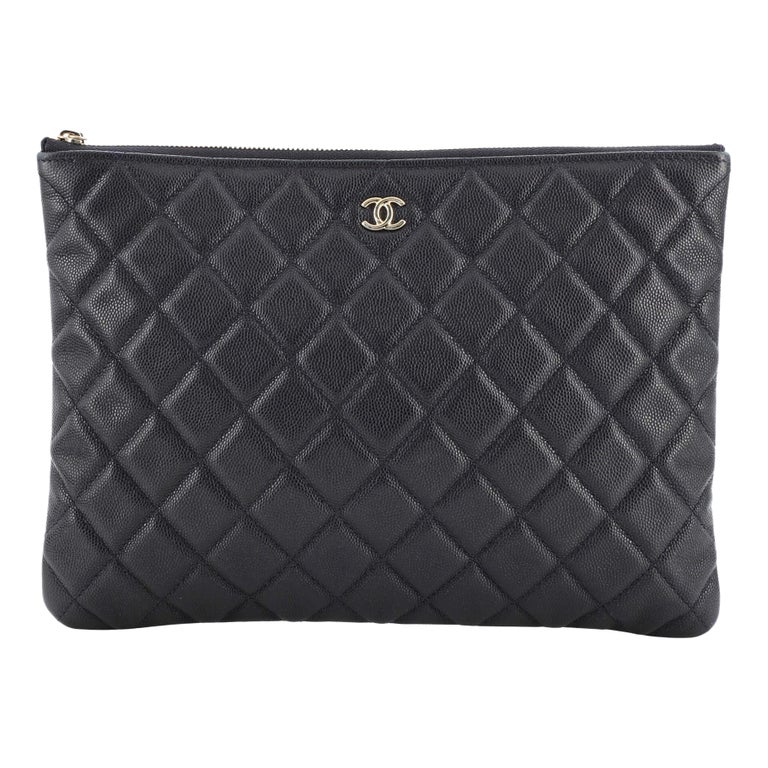 Chanel O Case Clutch Quilted Caviar Medium For Sale at 1stDibs