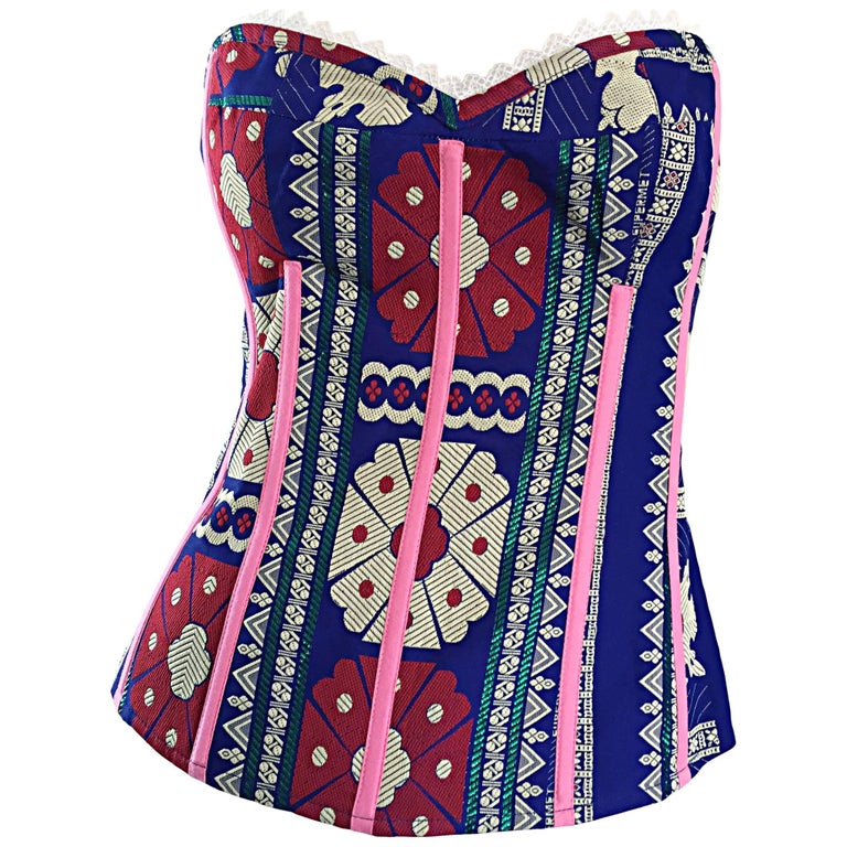Tracy Feith Indian Inspired Silk and Lace Strapless Bustier Corset Top ...