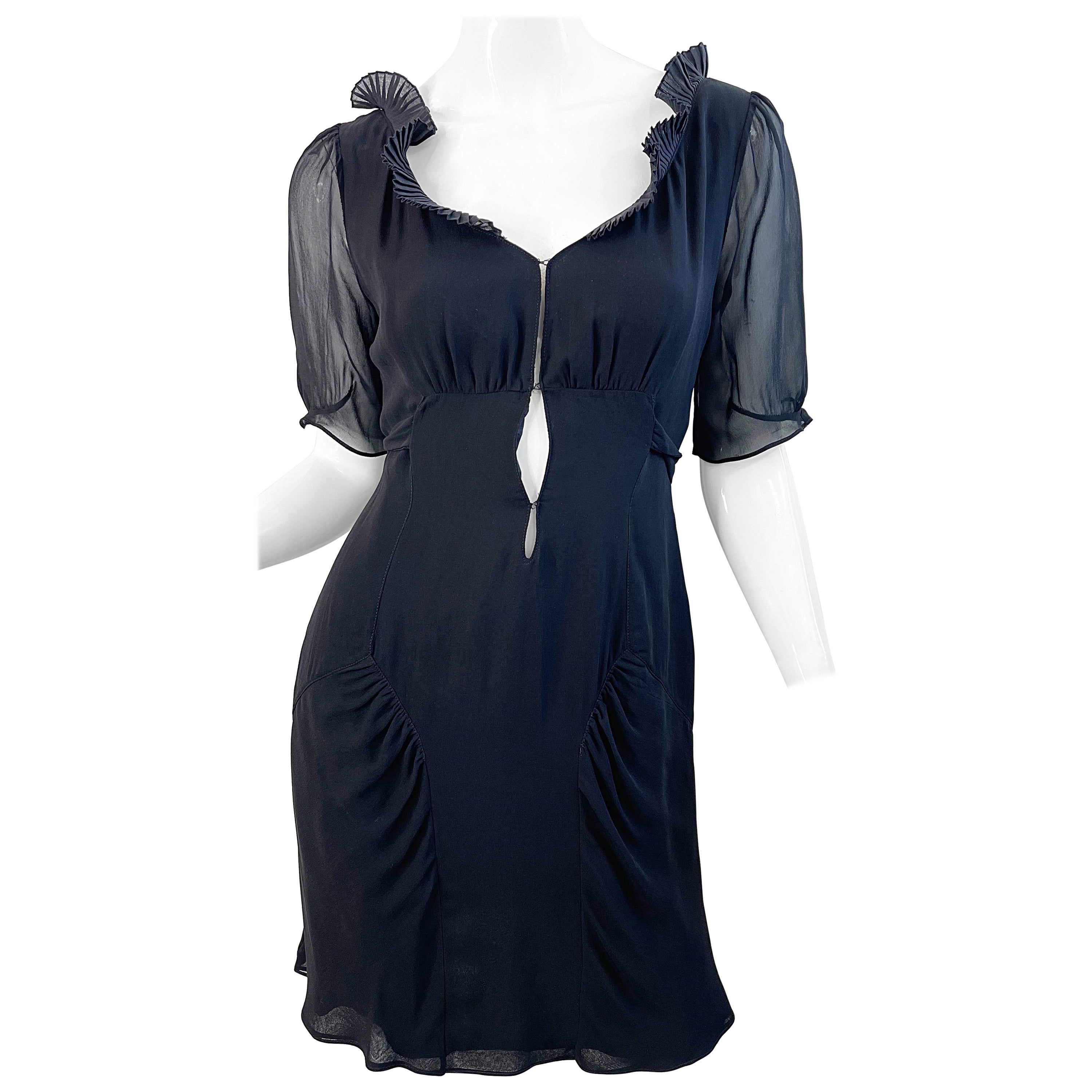 1990s Costume National Size 4 Black Silk Chiffon Cut - Out Vintage 90s ...