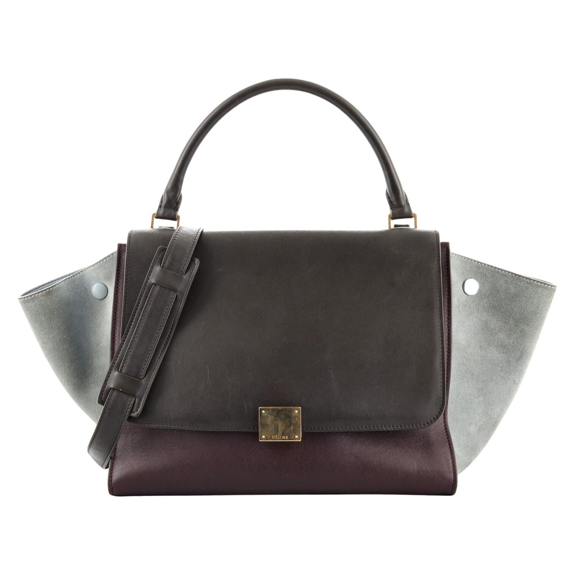 Celine Trapeze Medium Tri-Color Suede and Leather Handbag For Sale at ...