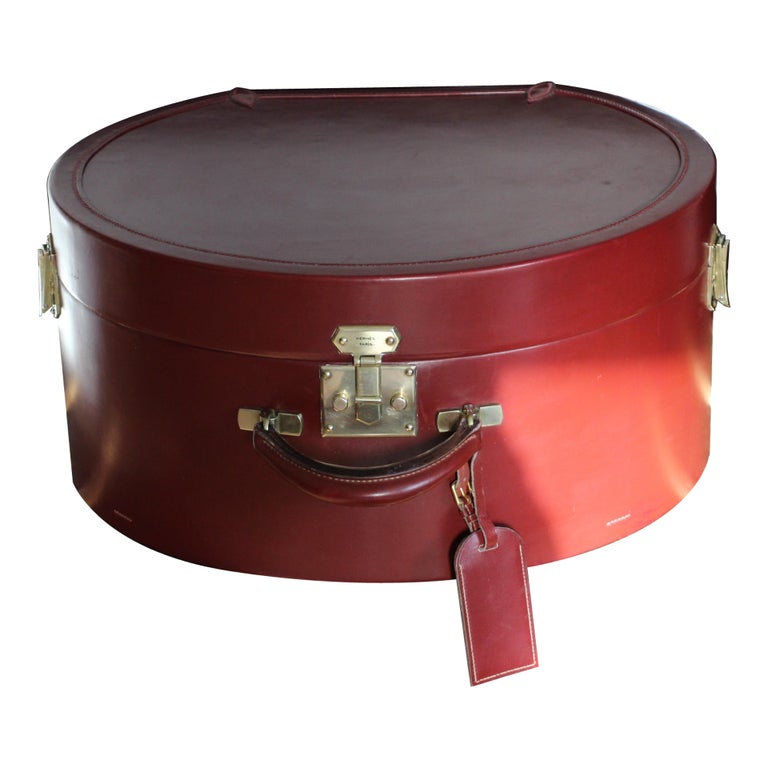 Red Leather Hermes Hat Trunk, Hermes Trunk, Hermes Luggage For Sale at ...