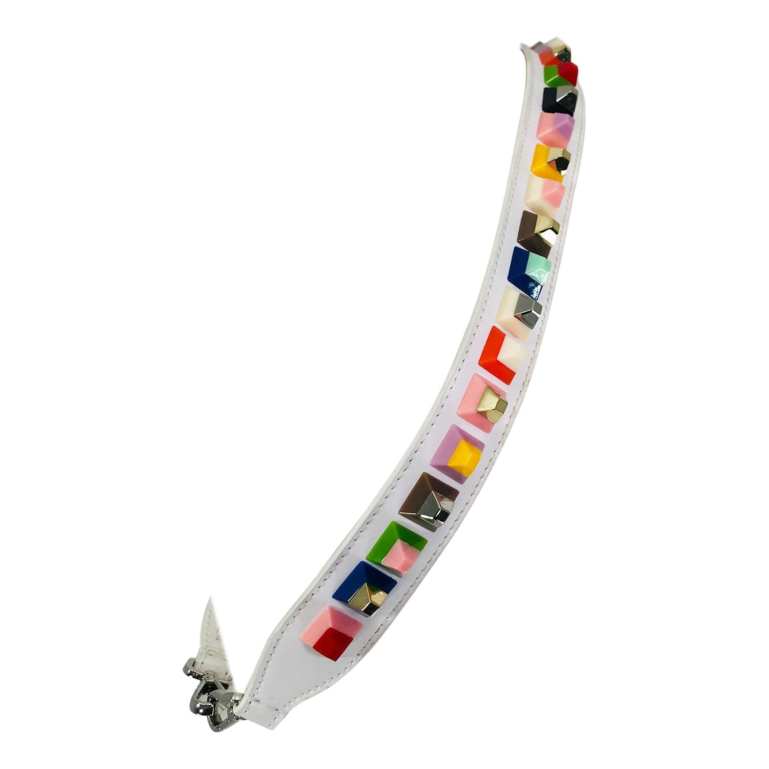Fendi Roma Pyramid Stud Handbag Strap in White Leather at 1stDibs ...