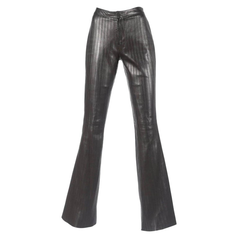 Tom Ford Era Vintage GUCCI Fall 1999 Black Leather Pintuck Pants For ...