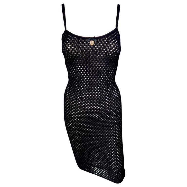 D&G by Dolce and Gabbana 1990's Sheer Knit Fishnet Virgin Mary Charm ...