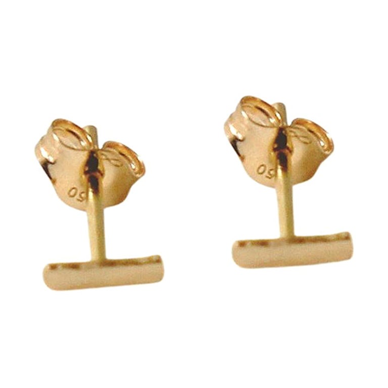 18-Karat Yellow Gold Forging Short line Earrings For Sale at 1stDibs