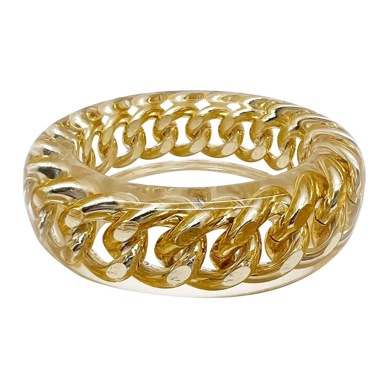 Preloved Gold Chunky Chain Bangle For Sale at 1stDibs