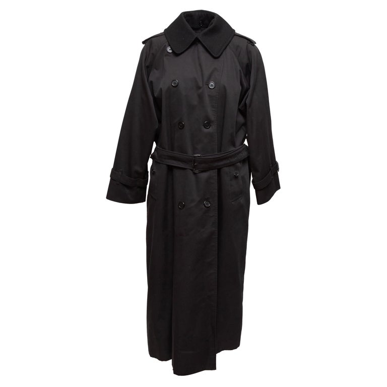 Burberrys'' Black Wool-Lined Trench Coat For Sale at 1stDibs