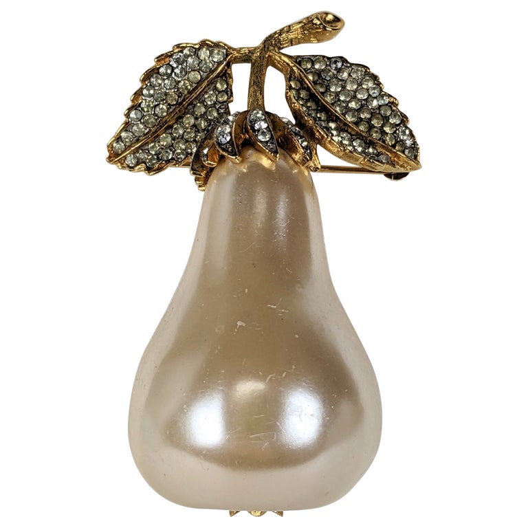 Kenneth Jay Lane Massive Pearl Pear Brooch For Sale at 1stDibs
