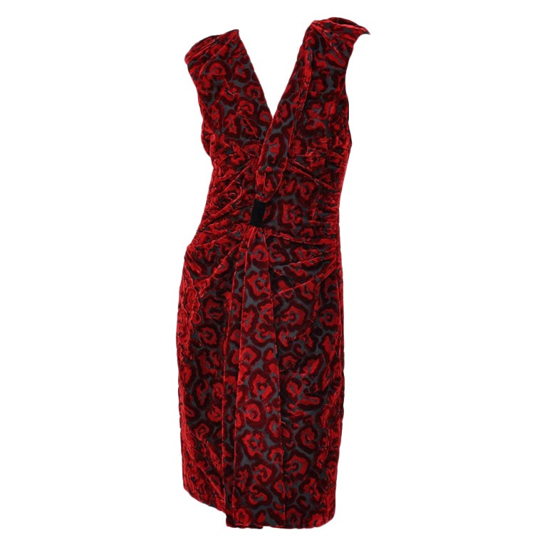 Iconic Prada Red Velvet Dress 38 - 2 For Sale at 1stDibs