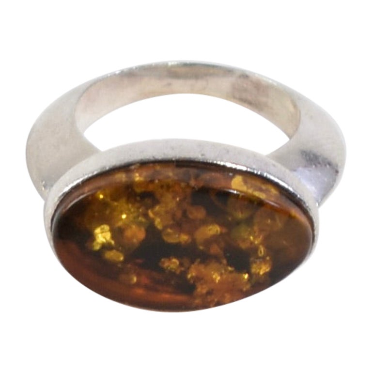 Oval Amber Ring For Sale at 1stDibs