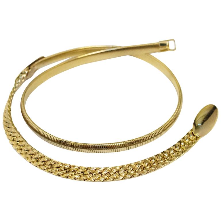 70s Gold Chain Stretch Belt at 1stDibs