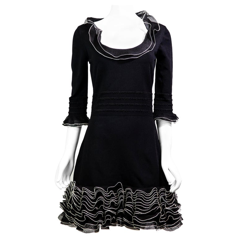 Alexander McQueen Silk / Viscose Ruffle Monochrome Dress - New With ...
