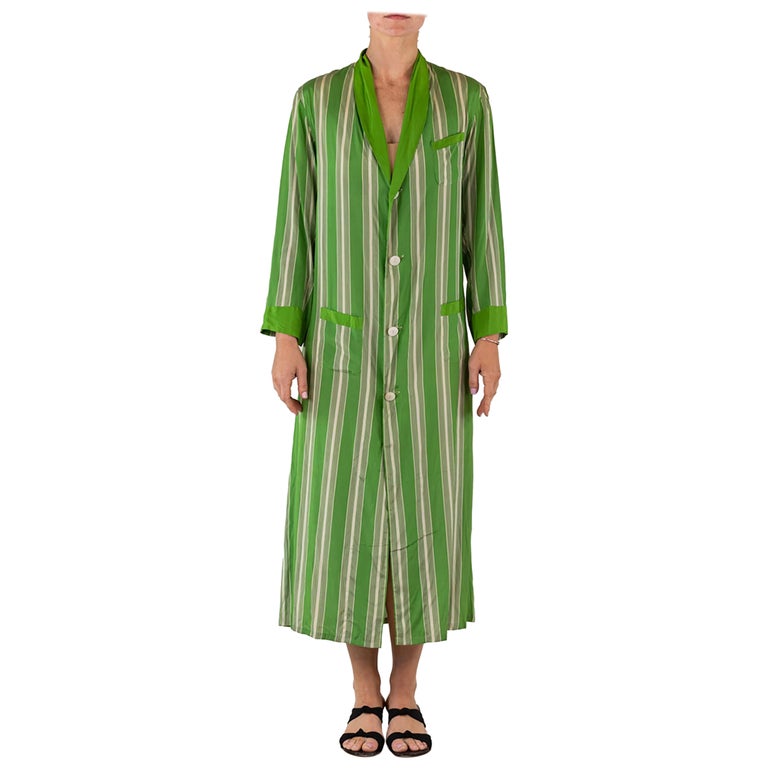 1920S Striped Silk Mens Styled Womens Robe For Sale at 1stDibs