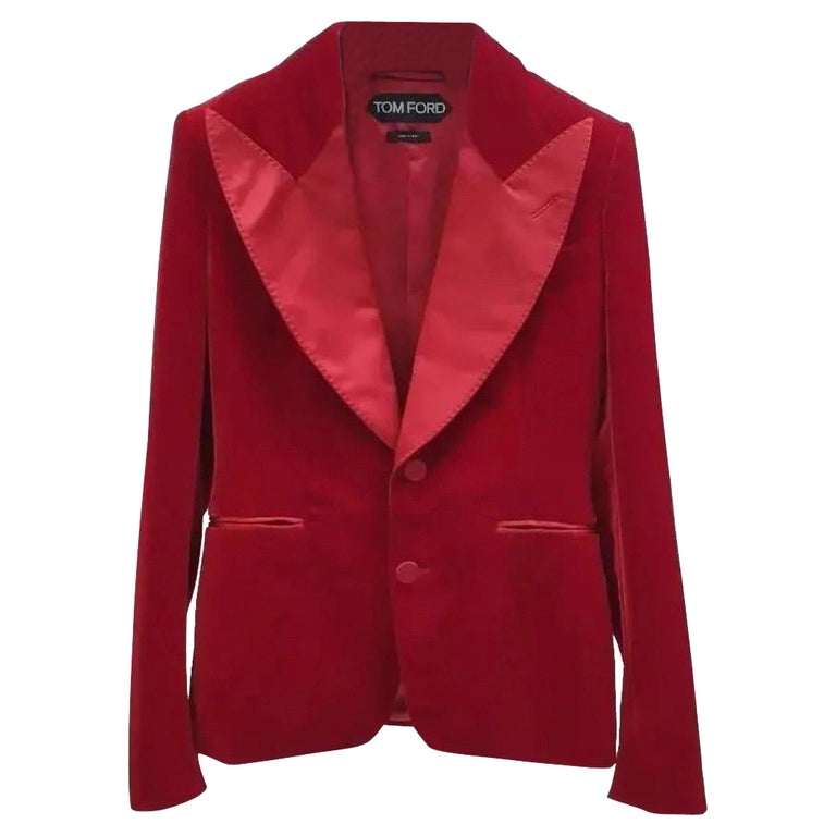 TOM FORD Shelton Shawl Collar Velvet Red Sport Coat Tuxedo Dinner ...