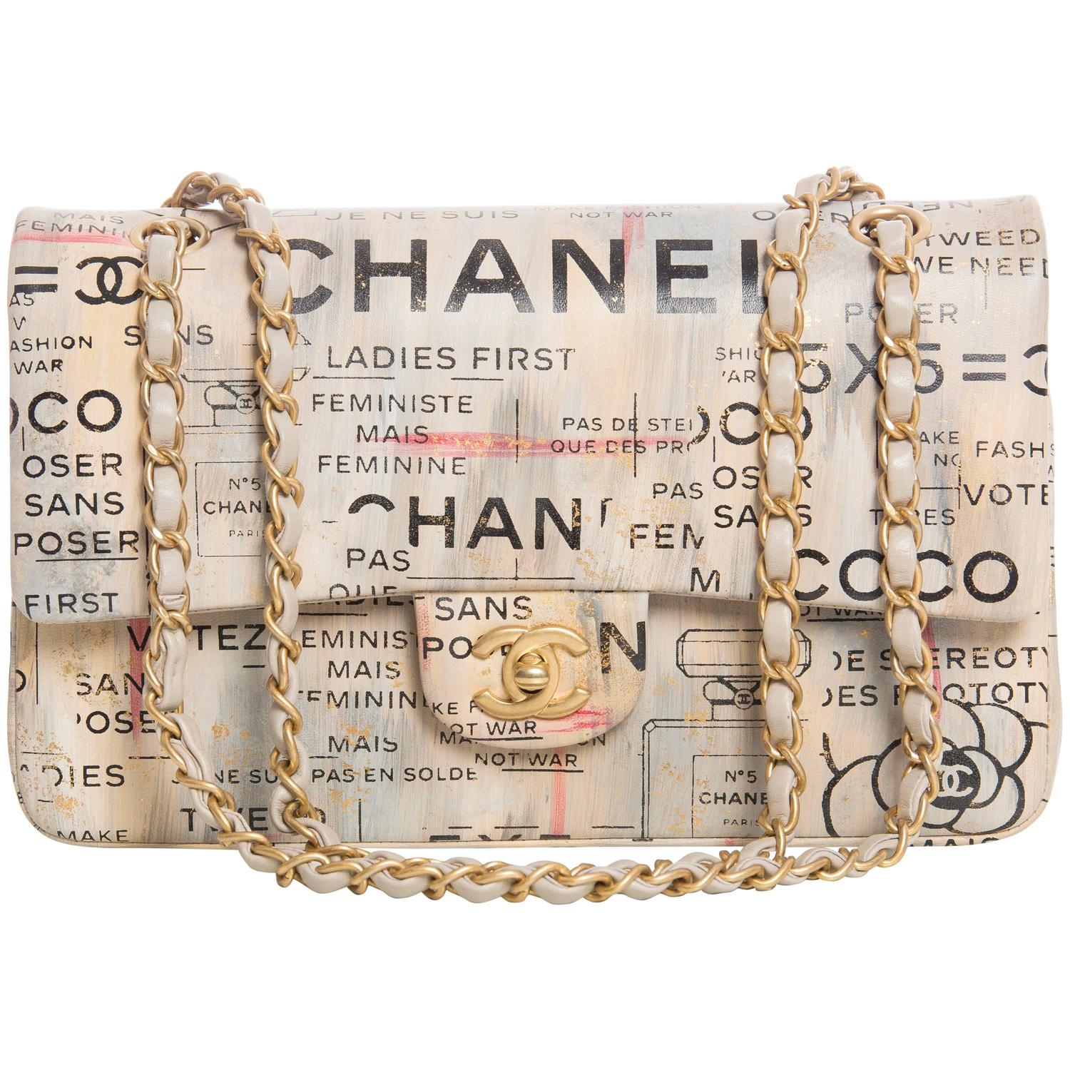 Chanel Limited Edition Graffiti Newspaper Print Double Flap Bag, Spring ...