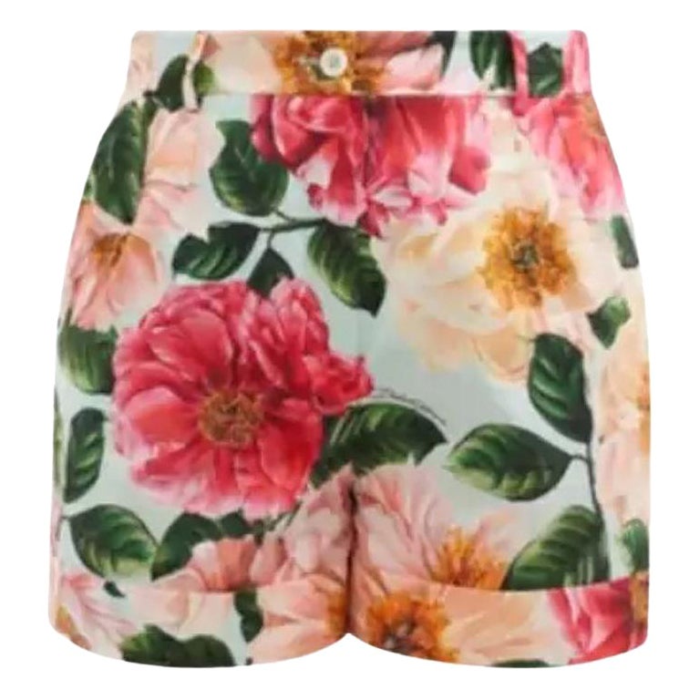 Dolce and Gabbana Multicolor Cotton Camelia Floral Casual Shorts DG ...