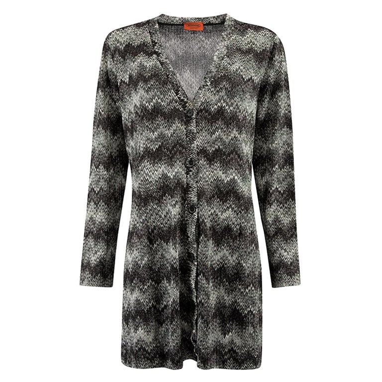 Pre-Loved Missoni Women's Grey Metallic Thread Zig Zag Cardigan For ...
