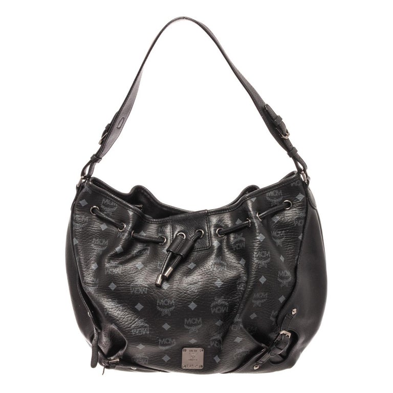 MCM Black Leather Visetos Hobo Bag For Sale at 1stDibs