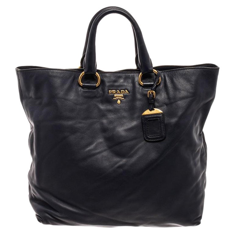 Prada Navy Leather 2Way Shoulder Bag For Sale at 1stDibs