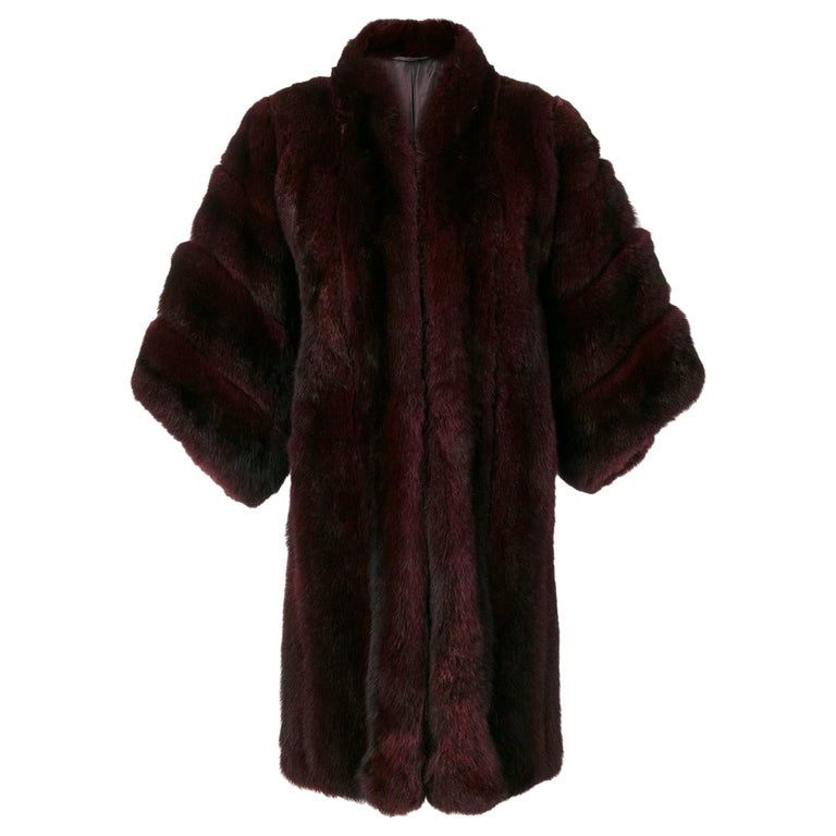 1980s Christian Dior Vintage Burgundy Pine Marten Fur Coat For Sale at ...