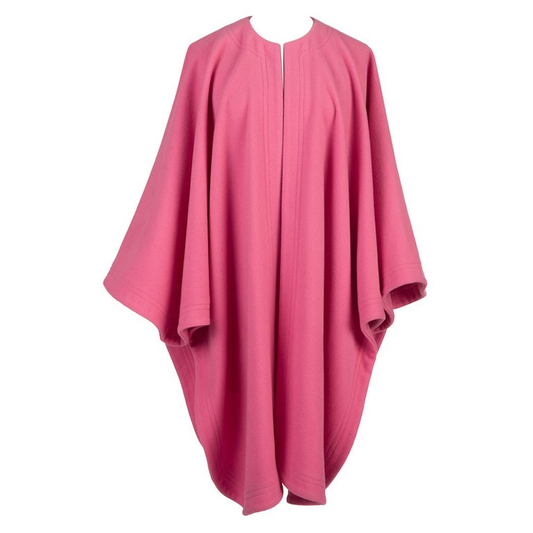 YVES SAINT LAURENT YSL Pink Pure Wool Cape or Wrap, 1980s at 1stDibs