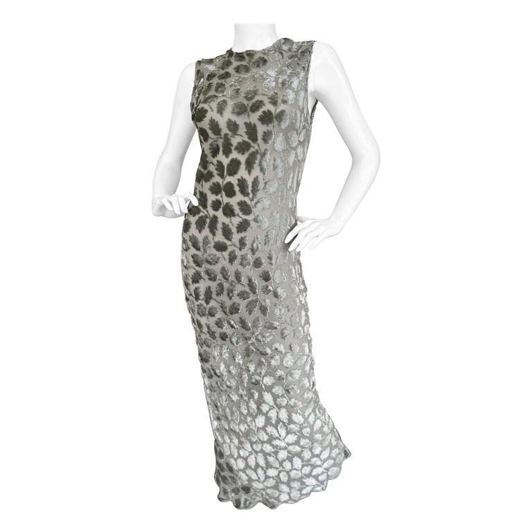 Calvin Klein Collection Vintage Leaf Pattern Devore Velvet Dress For ...