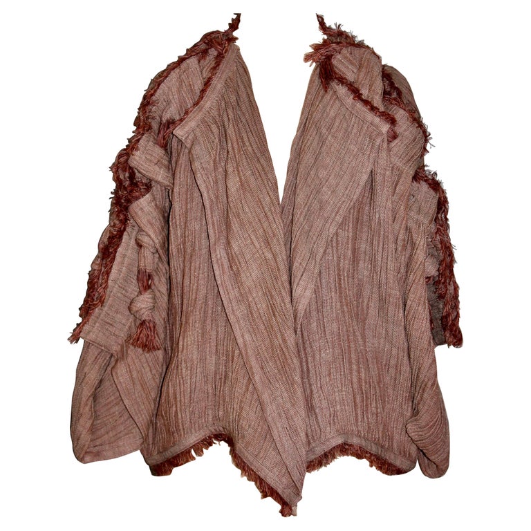 Issey Miyake 1983 Collection Beige 100% Linen fringed Knotted Sleeve ...