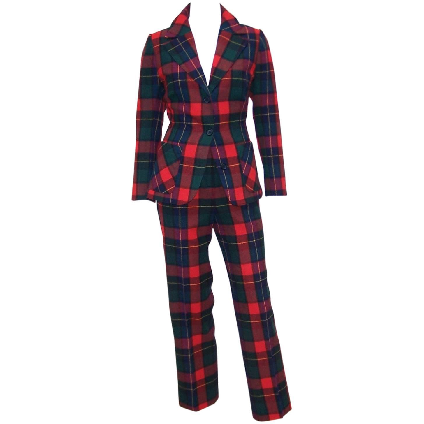 Preppy and Punk C.1970 Classic Pendleton Tartan Plaid Wool Pant Suit ...