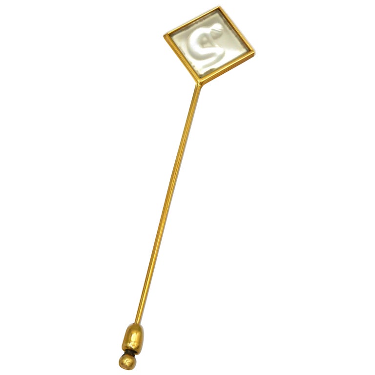 LALIQUE Vintage Crystal Ondine Lapel Pin For Sale at 1stDibs