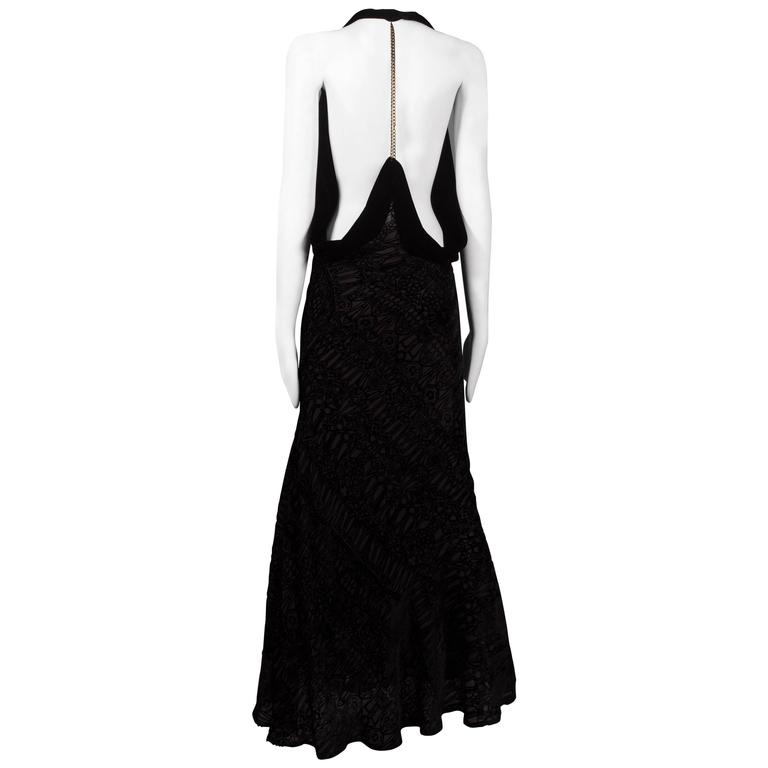 Alexander McQueen backless silk devore bias cut evening dress, circa ...